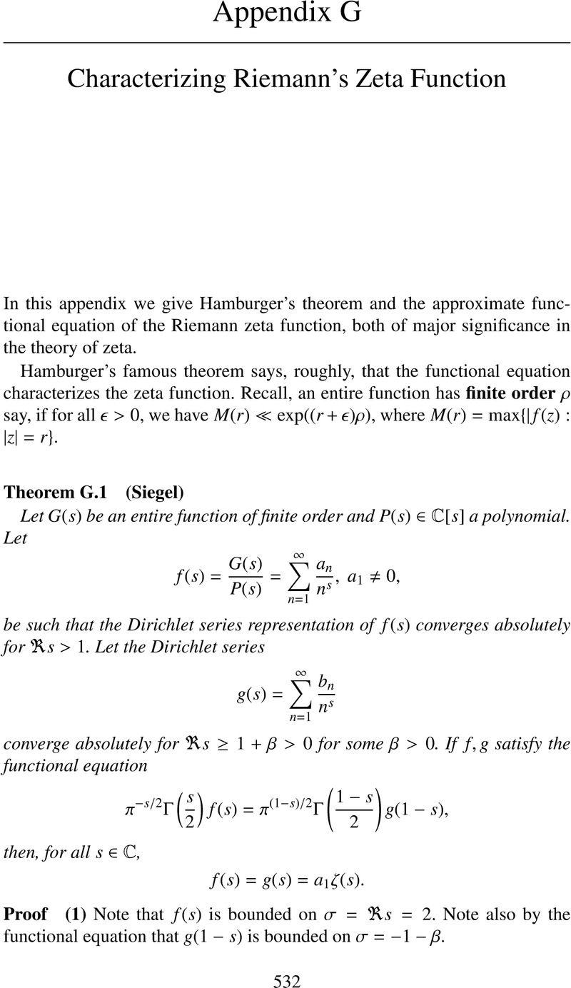 Characterizing Riemann’s Zeta Function (Appendix G) - Equivalents of ... Characterizing Riemann’s Zeta Function (Appendix G) - Equivalents of ...