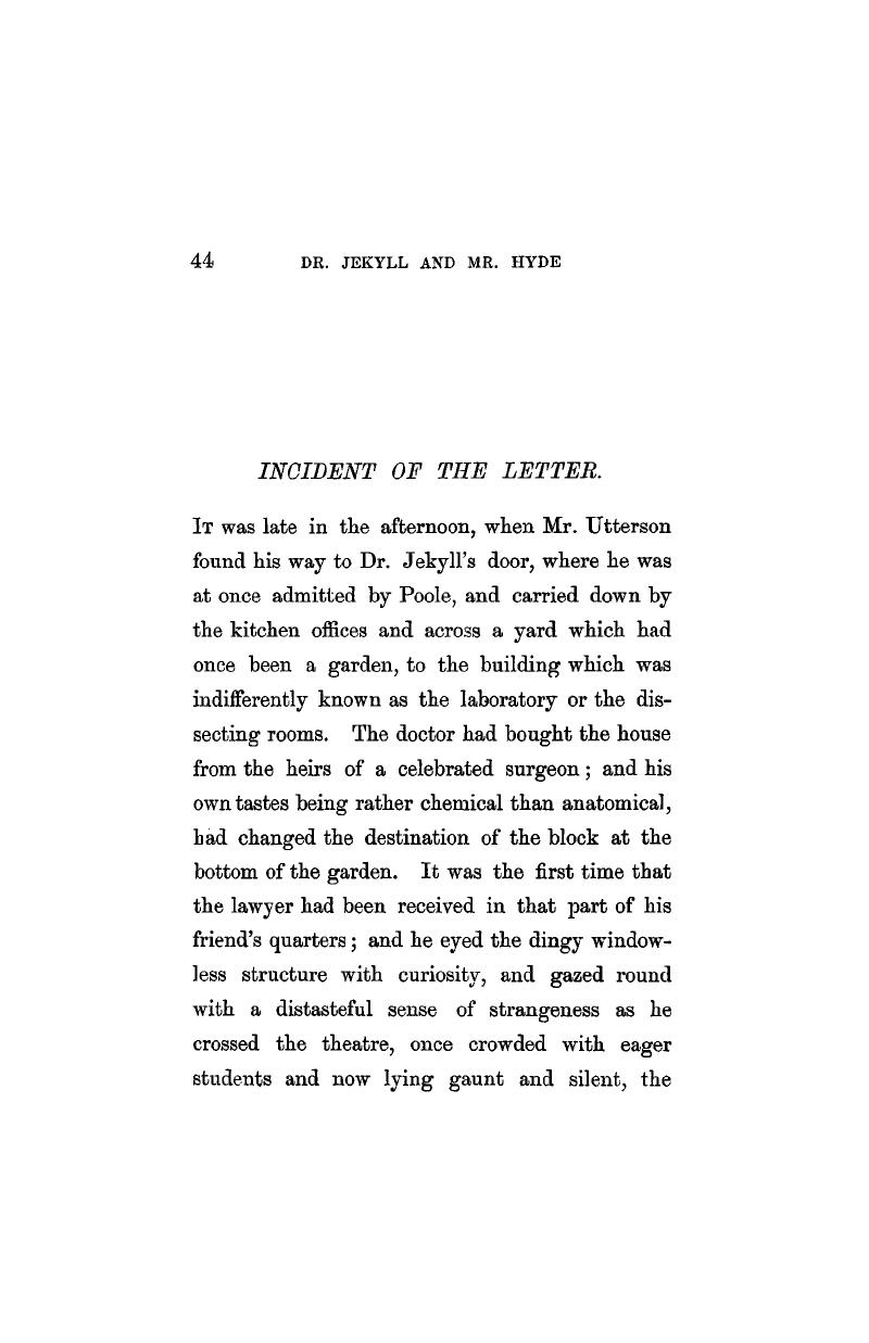 INCIDENT OF THE LETTER - Strange Case of Dr Jekyll and Mr Hyde