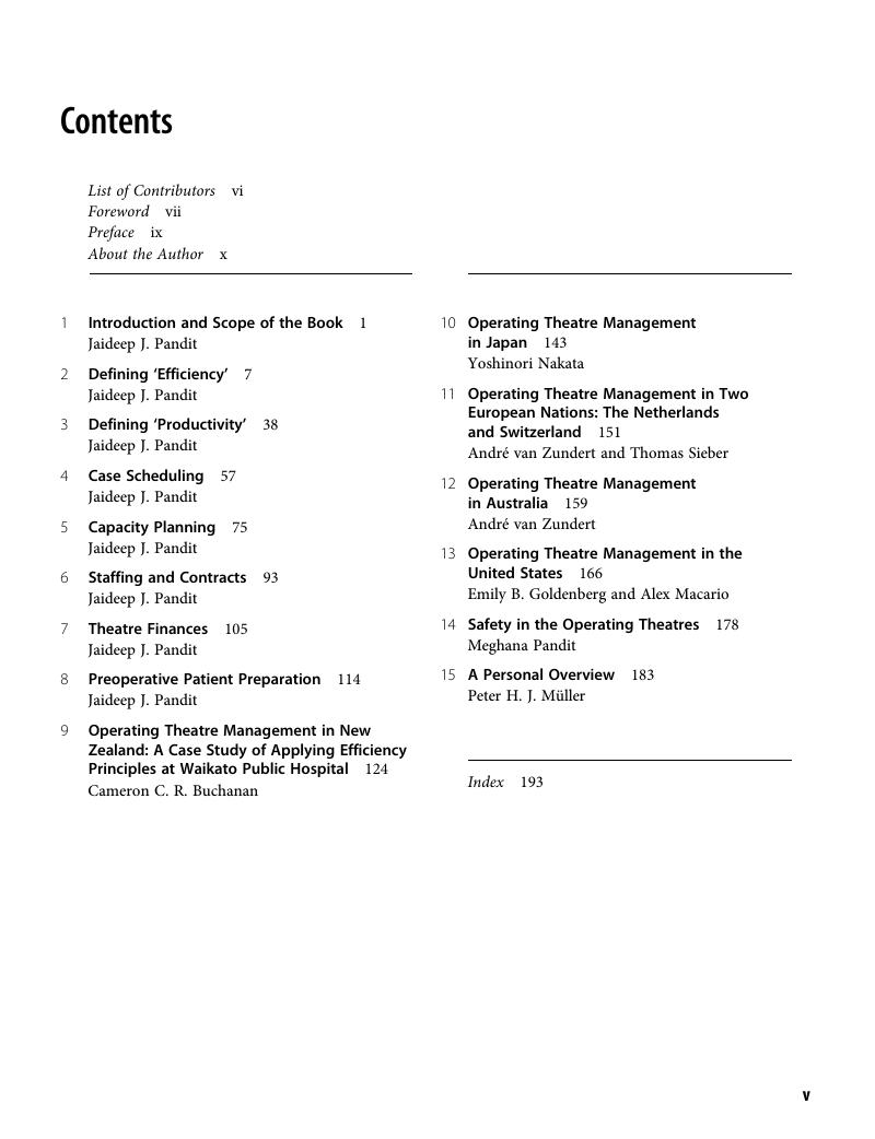 Contents - Practical Operating Theatre Management