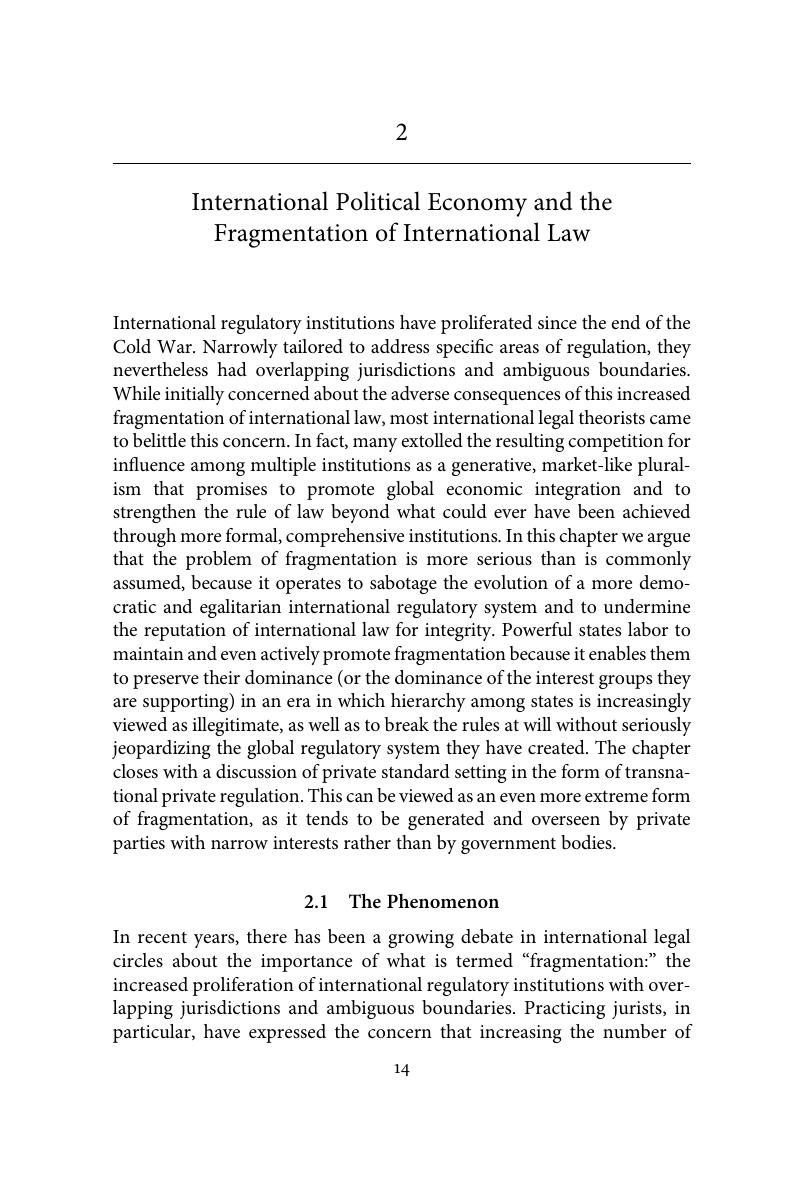 International Political Economy and the Fragmentation of International ...