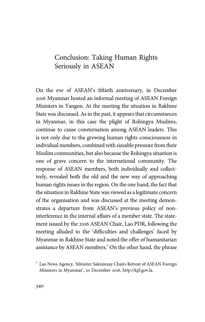 Conclusion: Taking Human Rights Seriously in ASEAN - Can ASEAN Take ...