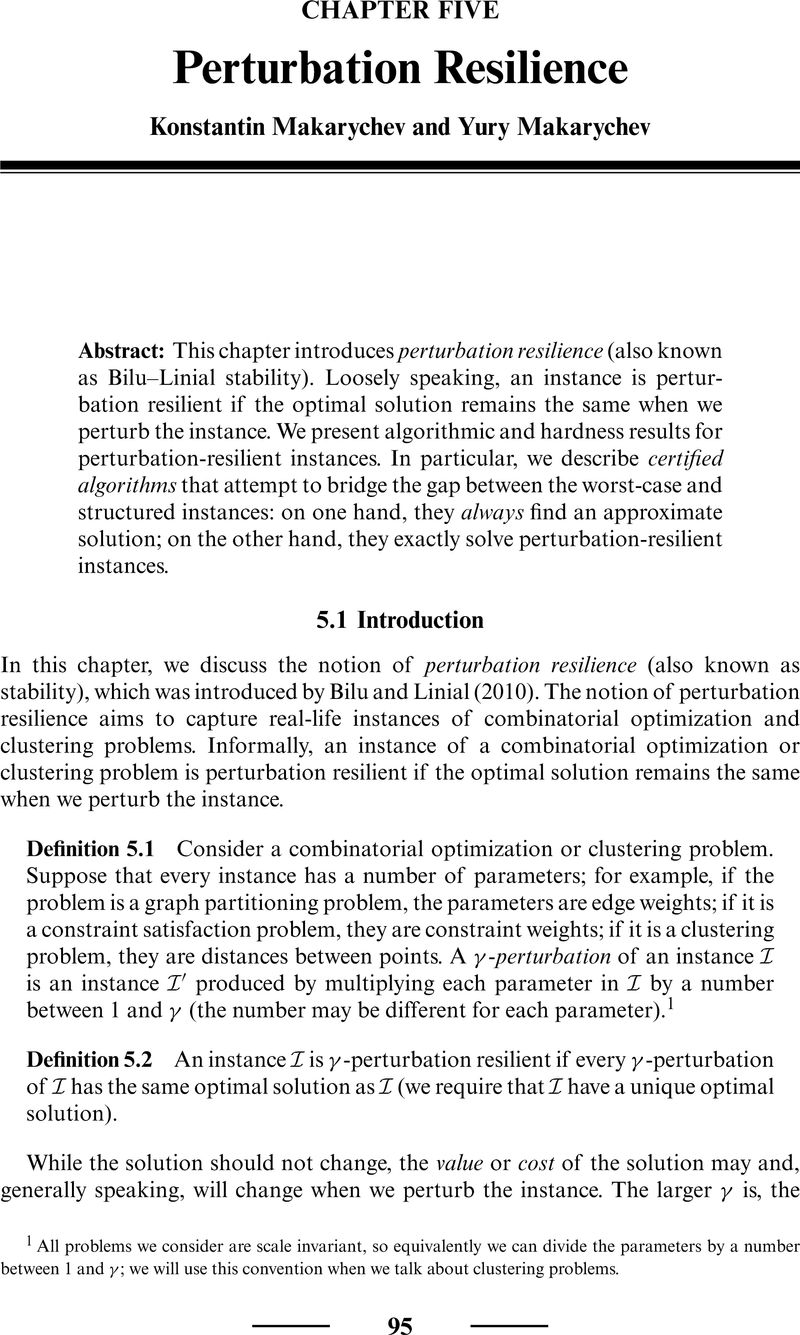 Perturbation Resilience Chapter 5 Beyond The Worst Case Analysis Of Algorithms