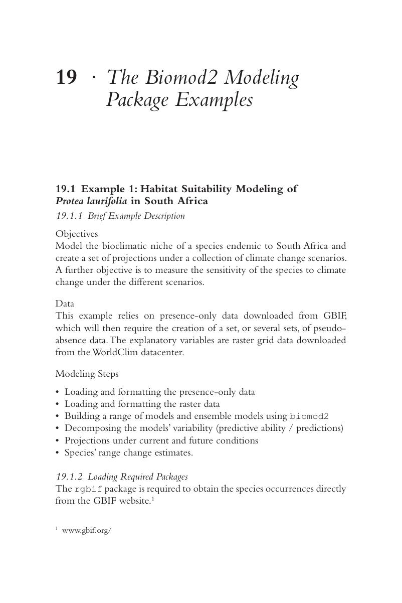 The Biomod2 Modeling Package Examples (Chapter 19) - Habitat ...