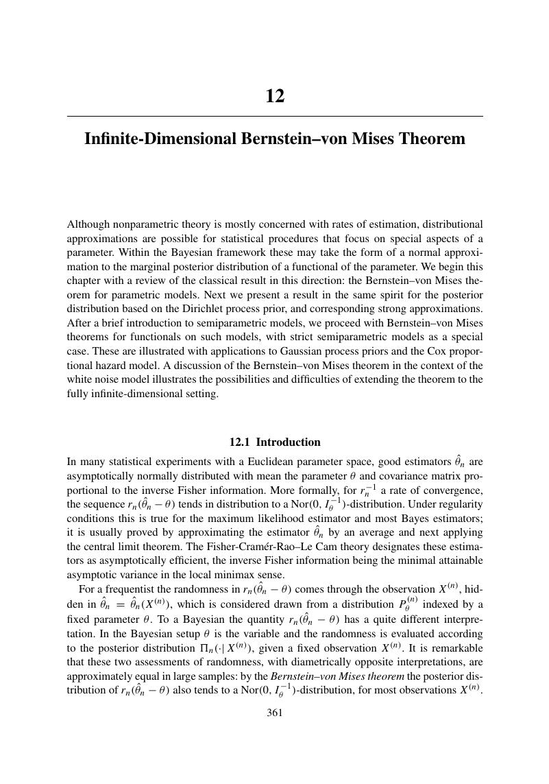 Infinite-Dimensional Bernstein–von Mises Theorem (Chapter 12 ... Infinite-Dimensional Bernstein–von Mises Theorem (Chapter 12 ...