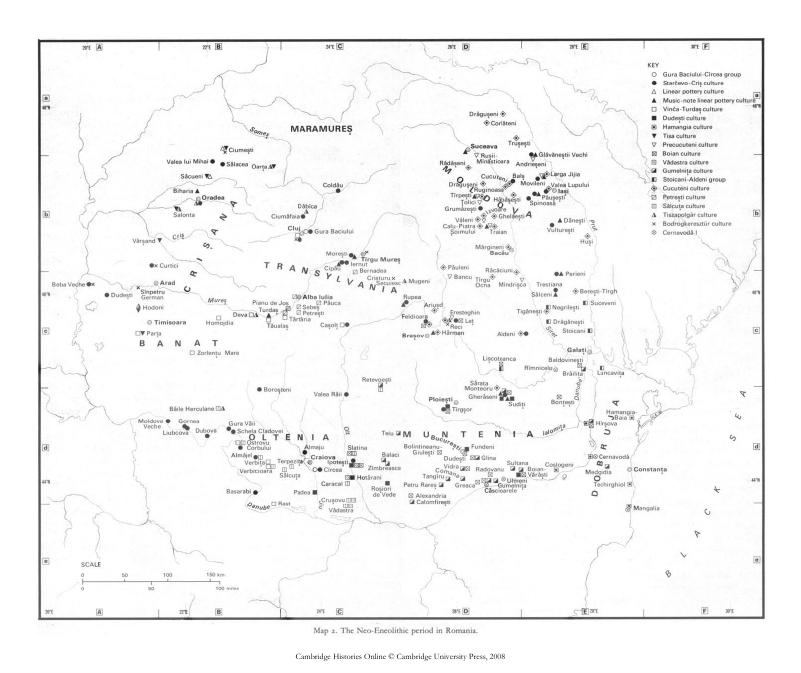 Map 2. The Neo-Eneolithic period in Romania - The Cambridge Ancient History