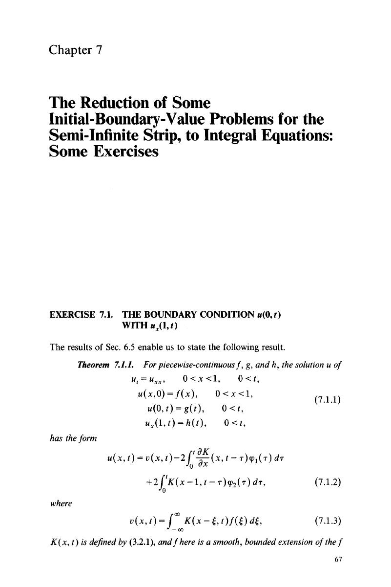 The Reduction Of Some Initial Boundary Value Problems For The Semi Infinite Strip To Integral