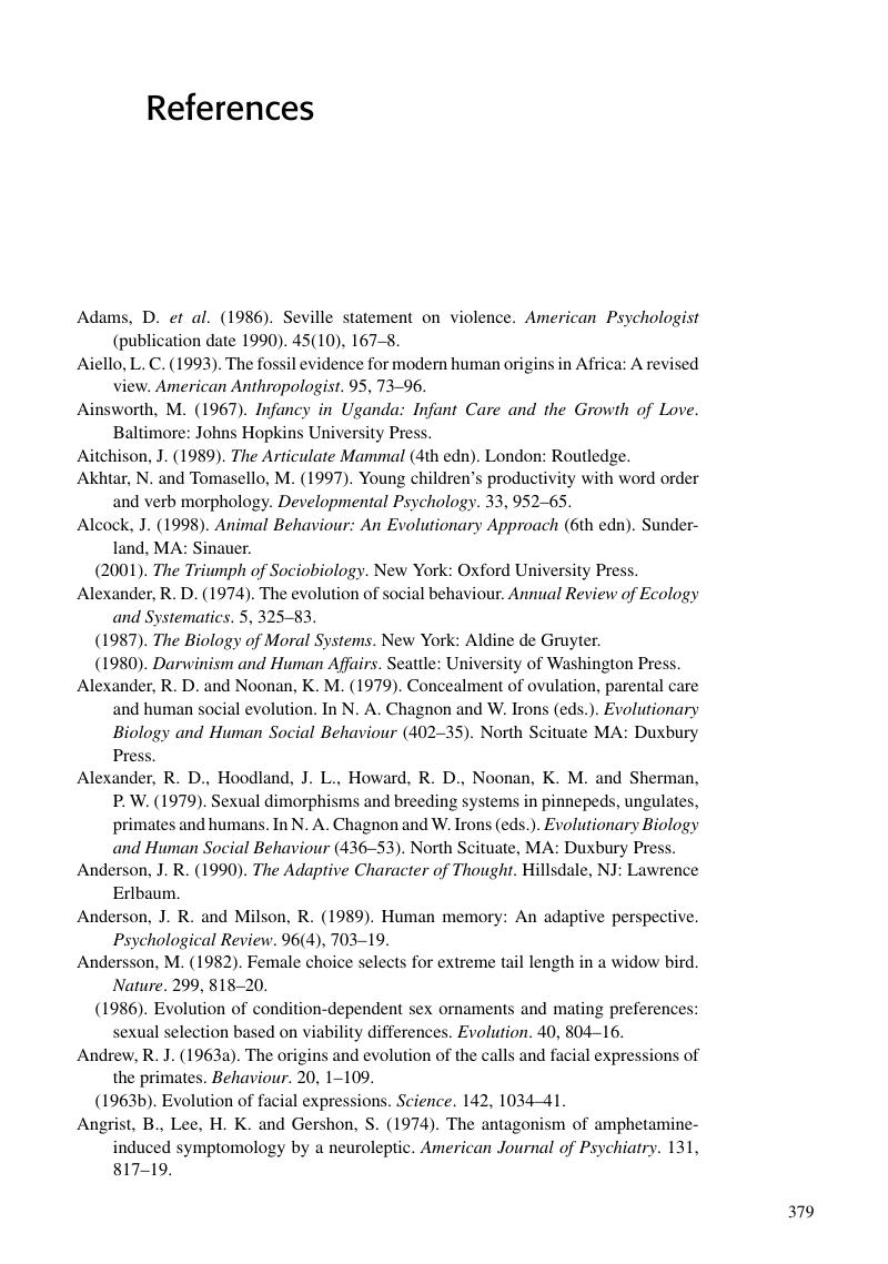 References Evolutionary Psychology