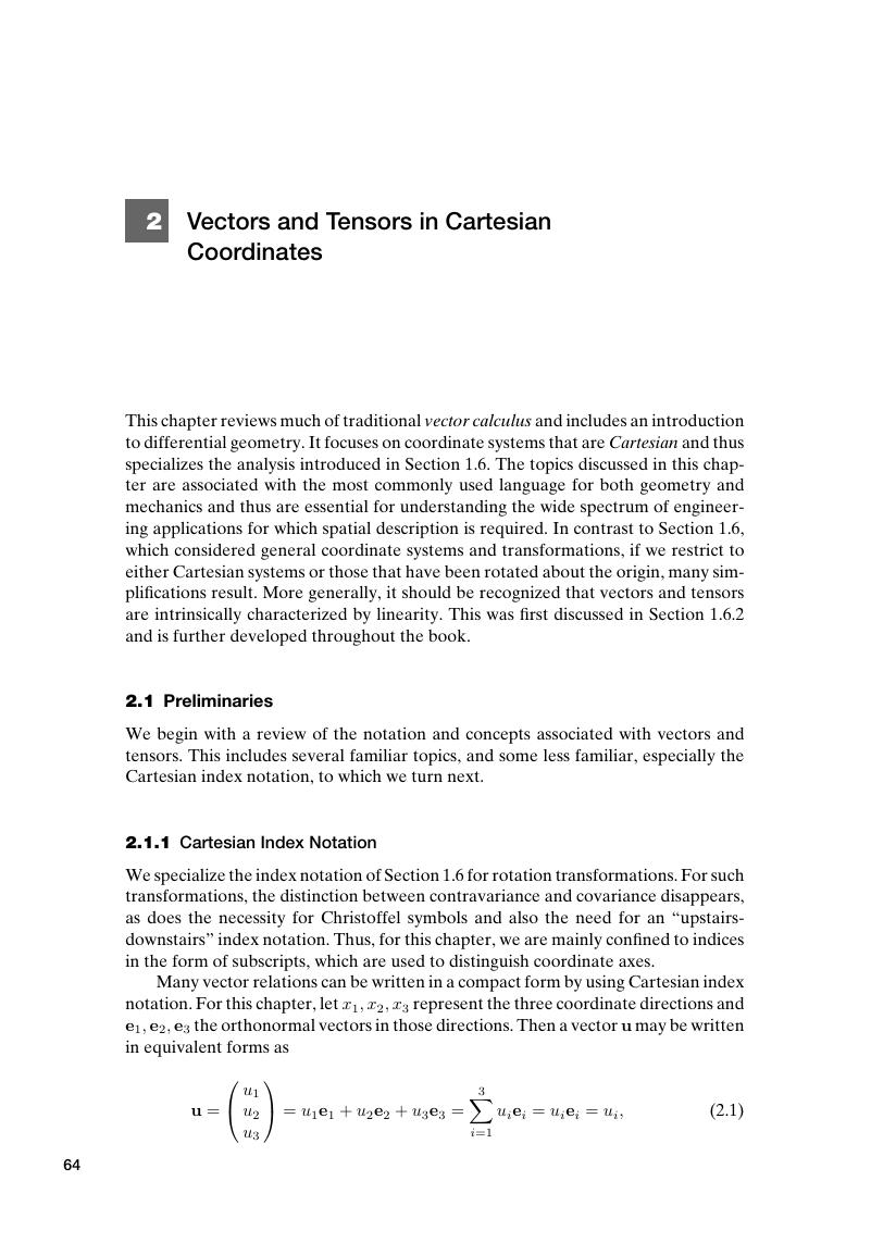 Vectors And Tensors In Cartesian Coordinates Chapter 2 Mathematical