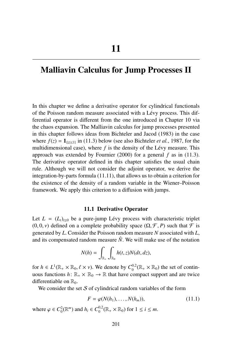 Malliavin Calculus for Jump Processes II (Chapter 11) - Introduction to ...