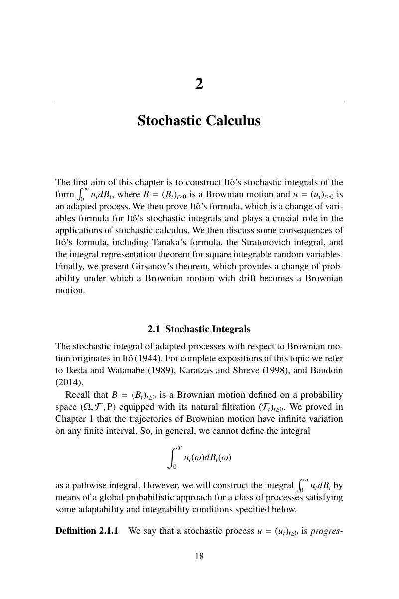 Stochastic Calculus (Chapter 2) - Introduction to Malliavin Calculus