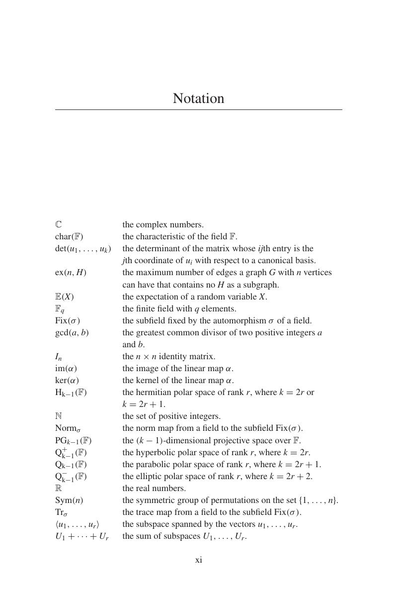 Notation Finite Geometry And Combinatorial Applications