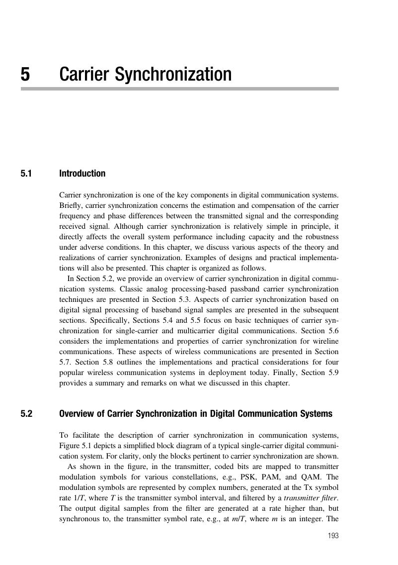 Carrier Synchronization Chapter 5 Synchronization In Digital
