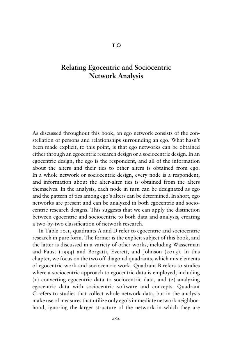 Relating Egocentric and Sociocentric Network Analysis (Chapter 10 ... Relating Egocentric and Sociocentric Network Analysis (Chapter 10 ...