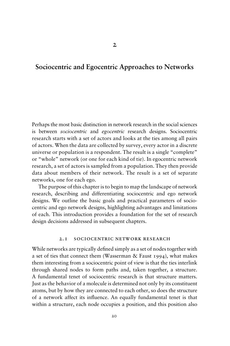 Sociocentric and Egocentric Approaches to Networks (Chapter 2 ... Sociocentric and Egocentric Approaches to Networks (Chapter 2 ...