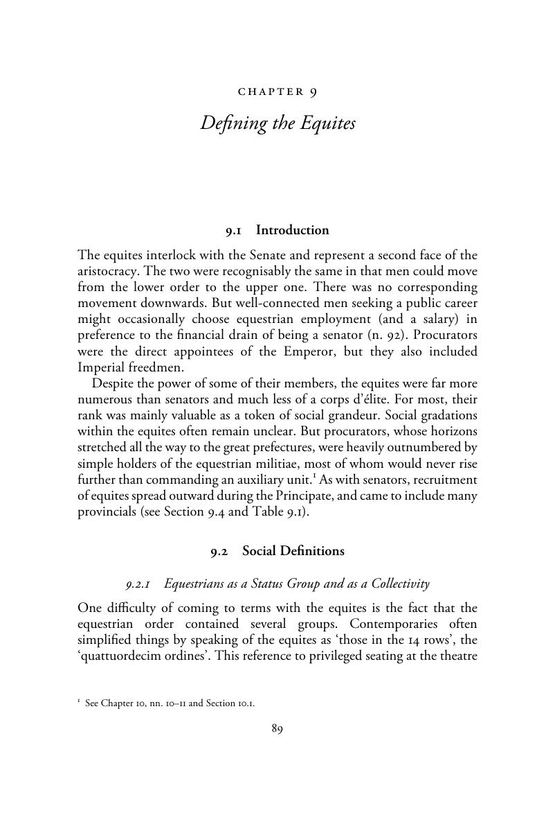 Defining the Equites (Chapter 9) - Power and Privilege in Roman Society