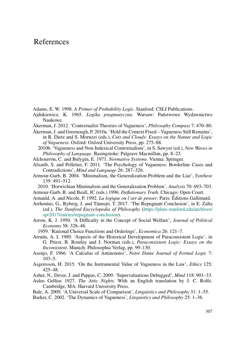 References - The Sorites Paradox