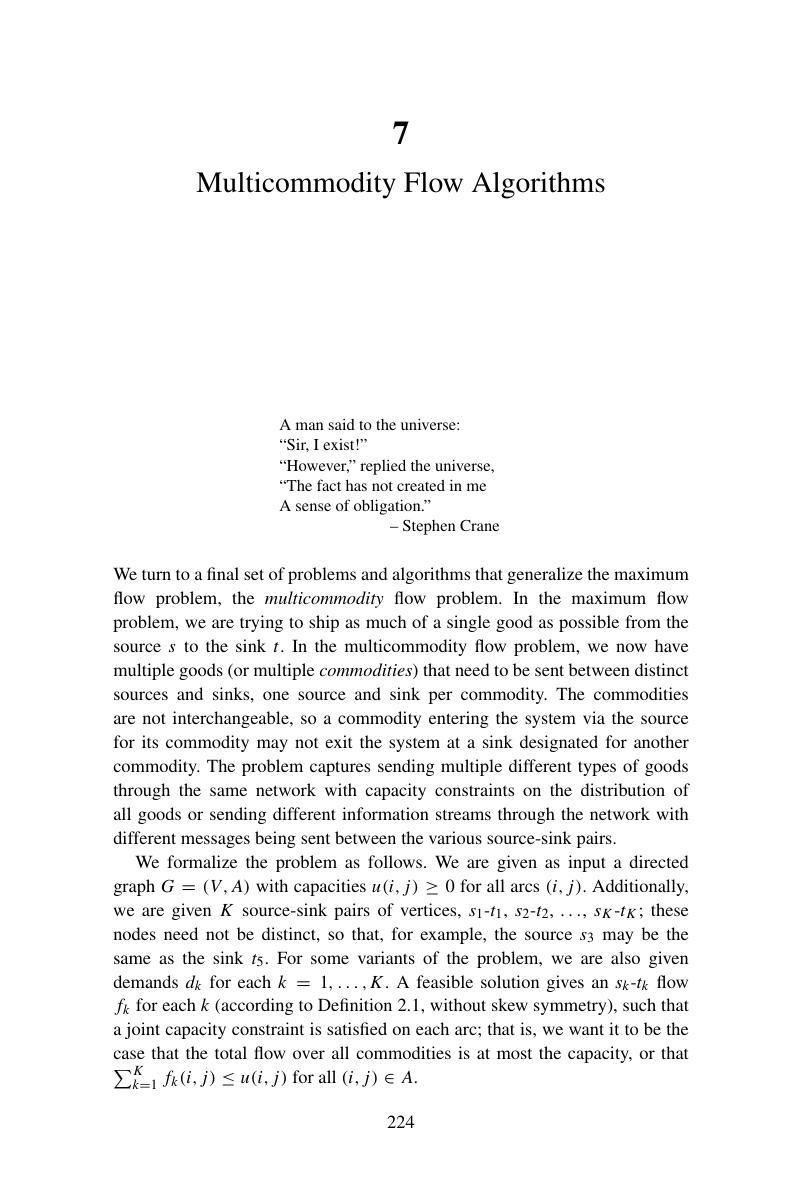 Multicommodity Flow Algorithms Chapter 7 Network Flow Algorithms 