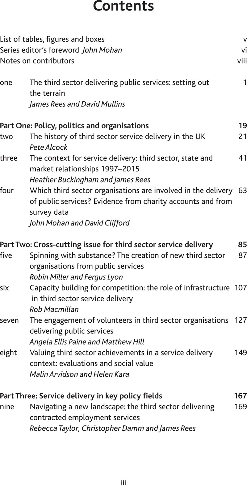 Contents - The Third Sector Delivering Public Services Contents - The Third Sector Delivering Public Services